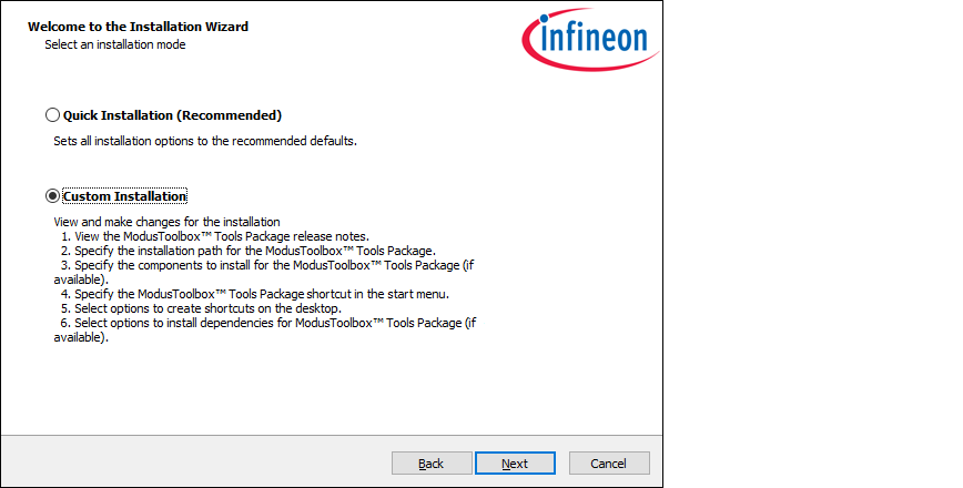 Custom tools package installation | ModusToolbox™ Documentation