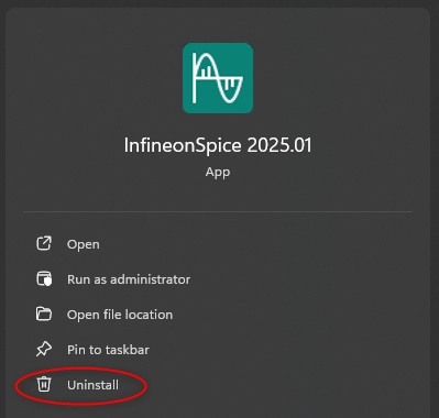 Uninstall | InfineonSpice Documentation